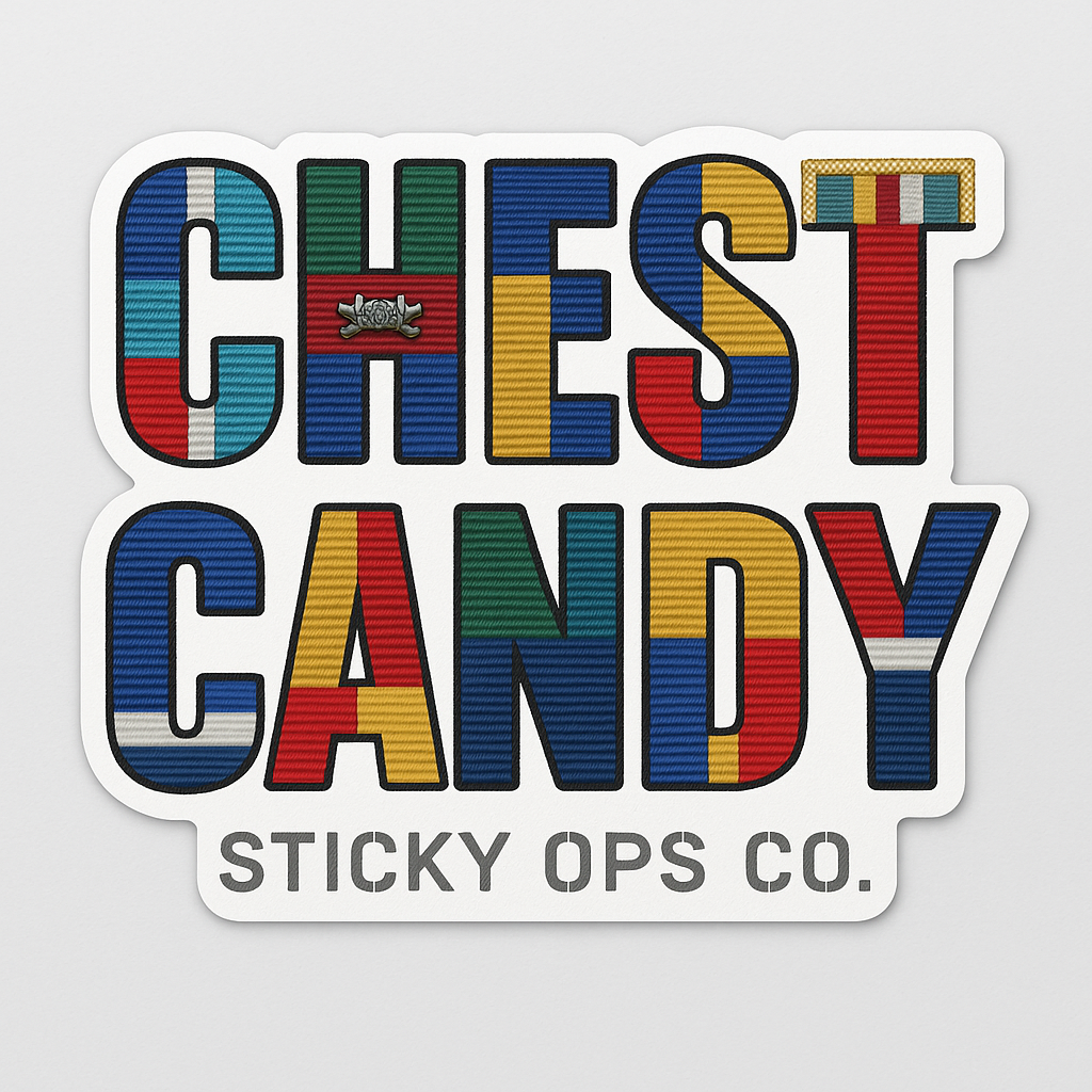 Chest Candy – Ribbon Rack Sticker – Sticky Ops Co.